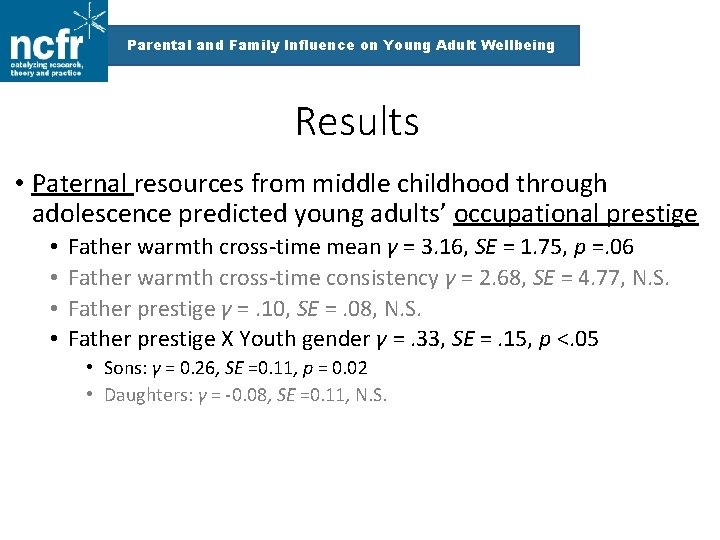 Parental and Family Influence on Young Adult Wellbeing