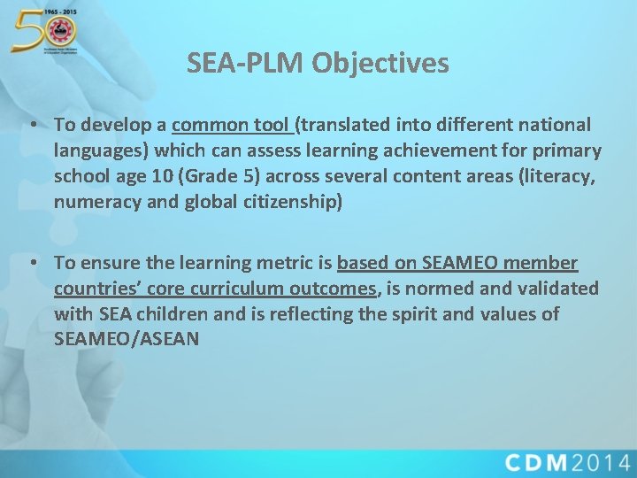 CONSULTATIVE MEETING Southeast Asia Primary Learning Metric SEAPLM