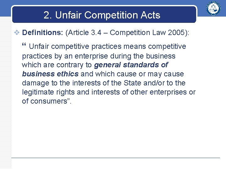 UNFAIR COMPETITION PRACTICES EXPERIENCES FROM VIETNAM Cao Xuan