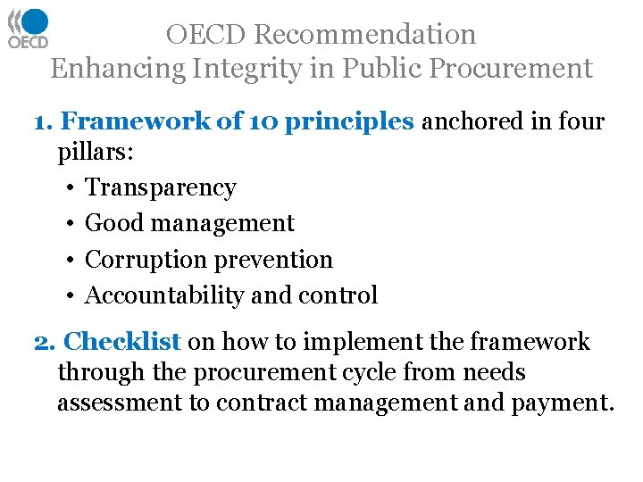 Promoting integrity in public procurement the OECDs experience
