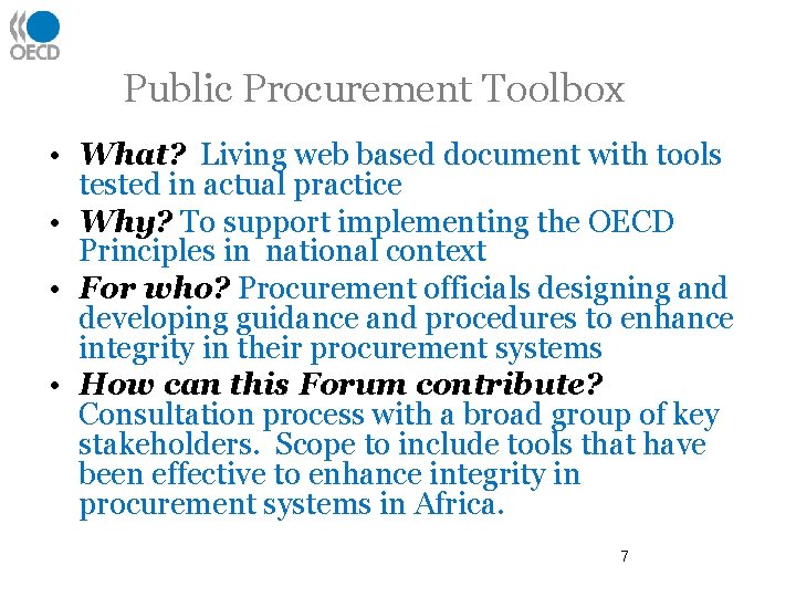 Promoting integrity in public procurement the OECDs experience