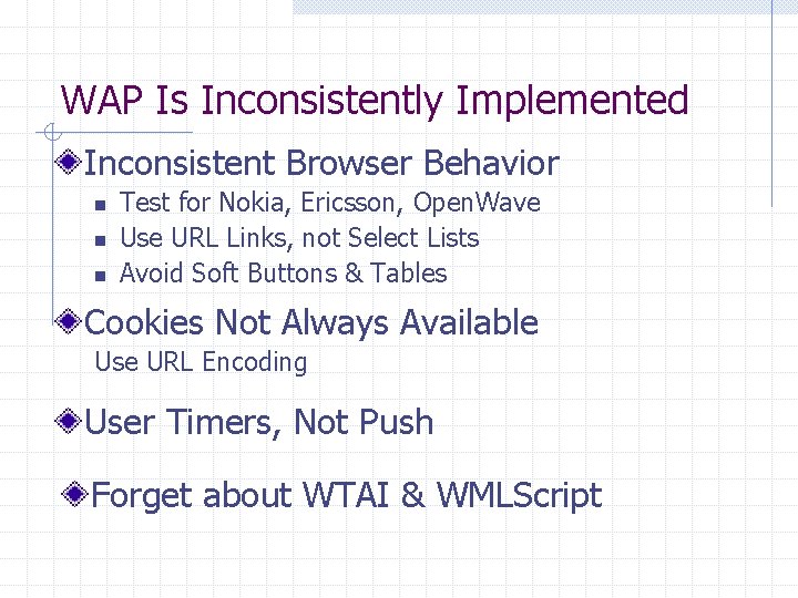 WAP Game Design Compelling Games in a Static