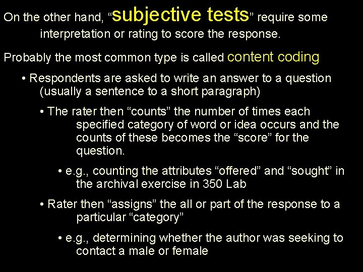 Measurement Reliability Objective Subjective tests Standardization ...