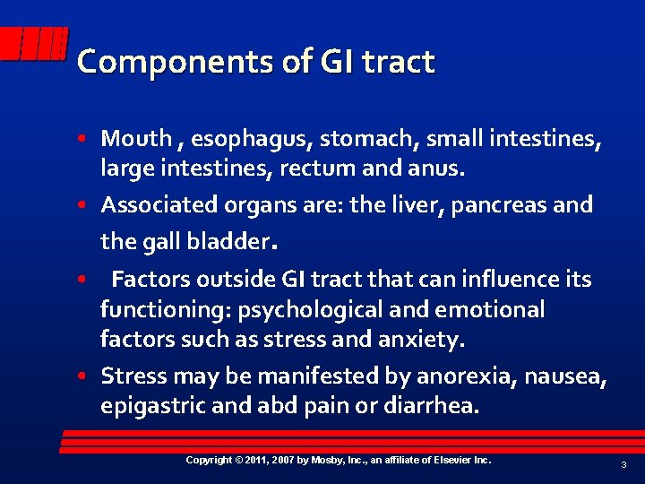 Nursing Assessment Gastrointestinal System Chapter 39 Overview Copyright