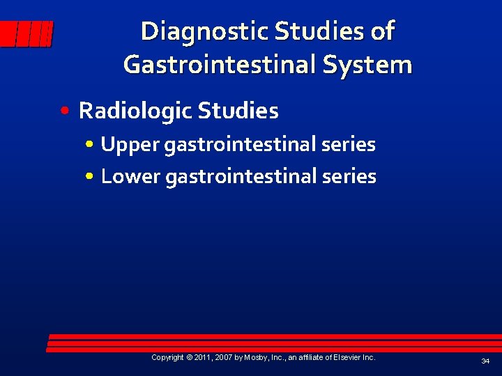 Nursing Assessment Gastrointestinal System Chapter 39 Overview Copyright