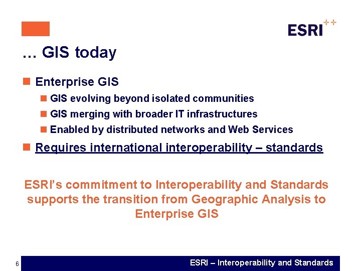 ESRI Interoperability and Standards Workshop Standards in Action