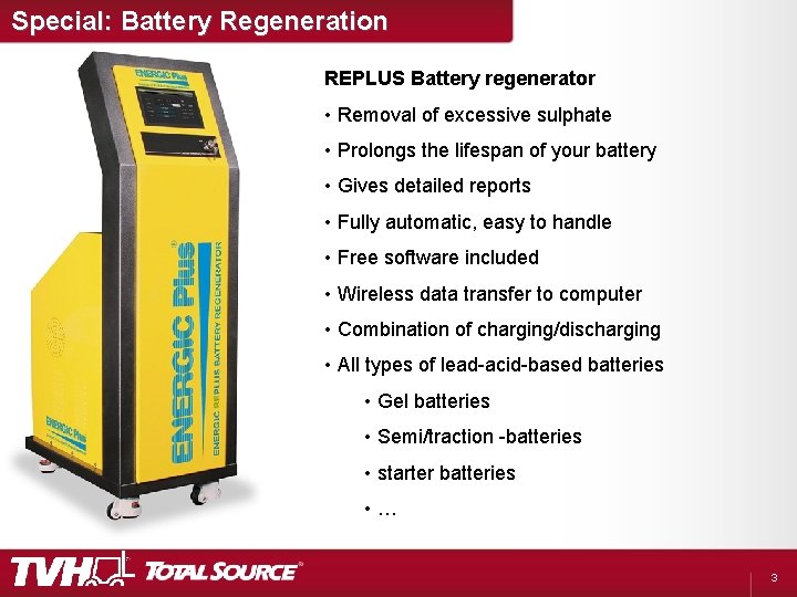 REPLUS BATTERY REGEN Technical sales support electrical products