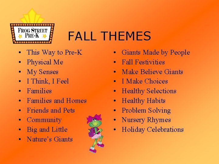 FALL THEMES This Way to PreK Physical Me