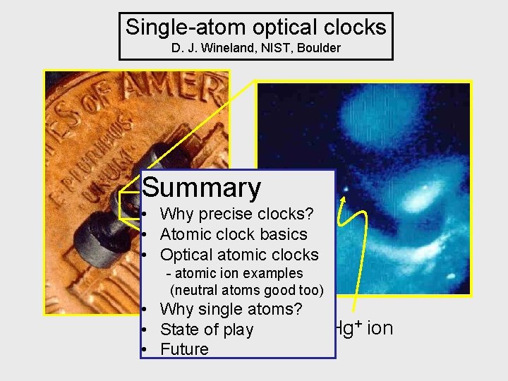 Singleatom optical clocks D J Wineland NIST Boulder