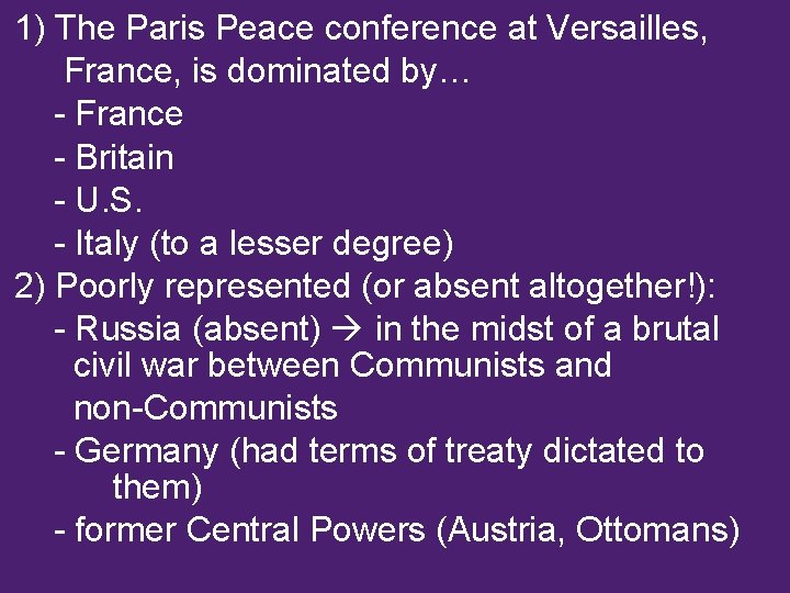 1 The Paris Peace conference at Versailles France