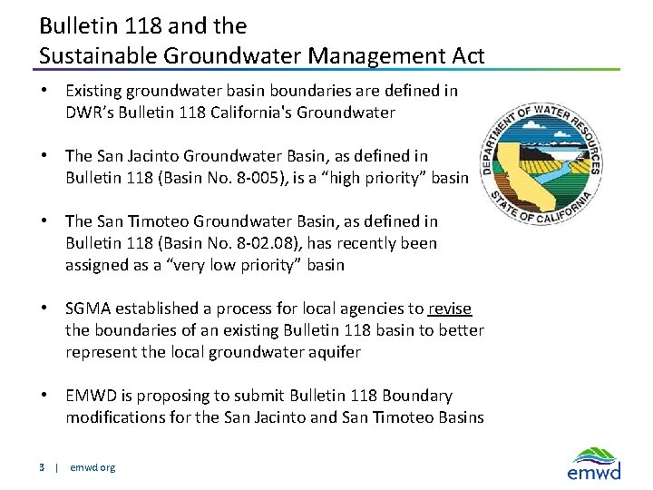 Groundwater Sustainability Agency Update and Bulletin 118 Boundary