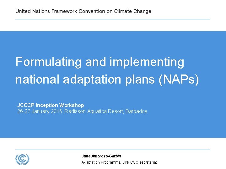 Formulating and implementing national adaptation plans NAPs JCCCP