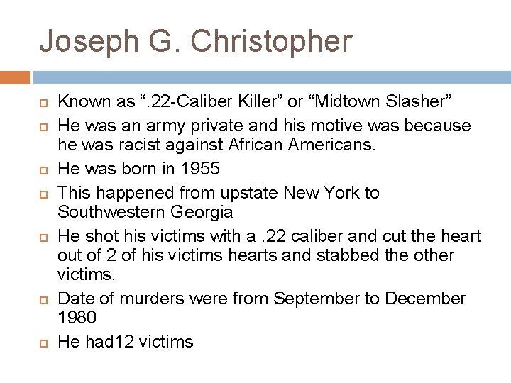 SERIAL KILLERS By Sarah Winder Gerald Gallego Born