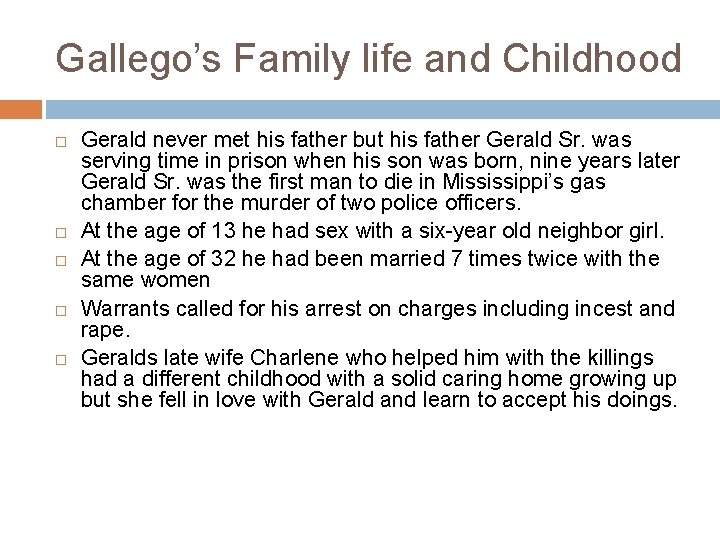 SERIAL KILLERS By Sarah Winder Gerald Gallego Born