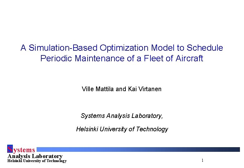 A SimulationBased Optimization Model to Schedule Periodic Maintenance