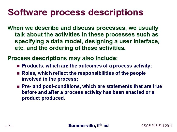CSCE 740 Software Engineering Lecture 1 Overview Topics