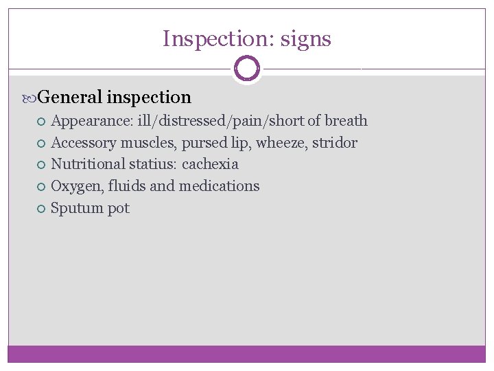 Examination of the respiratory system LEYLA SWAFE FY