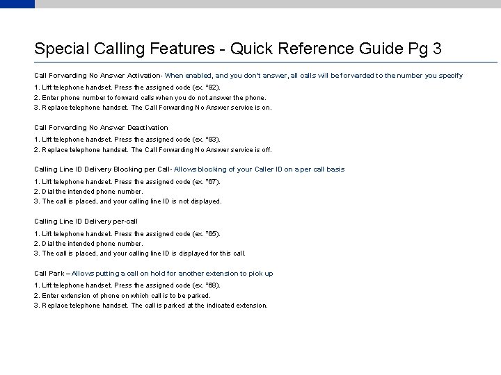 Hosted Vo IP Service Special Calling Features Flash