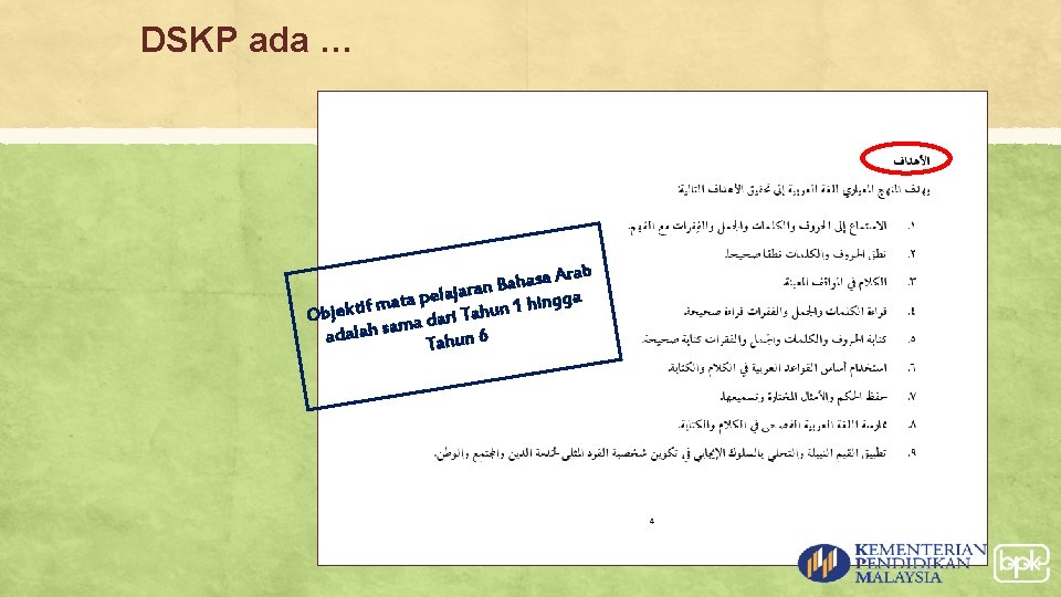 Bahagian Pembangunan Kurikulum KEMENTERIAN PENDIDIKAN MALAYSIA DSKP DOKUMEN