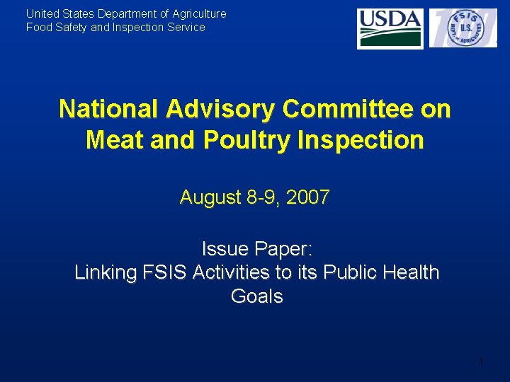 United States Department of Agriculture Food Safety and