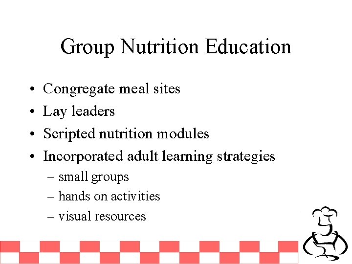 Chef Charles Club Nutrition Education for Older Adults