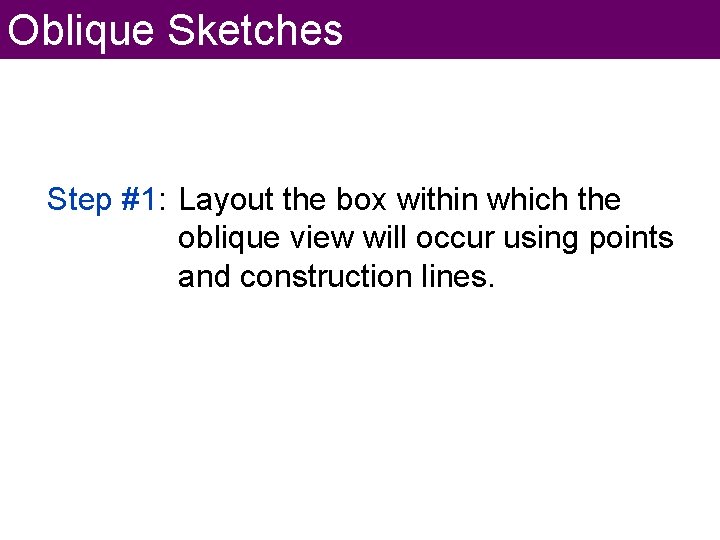 Oblique Pictorials Oblique Pictorials An Oblique pictorial starts