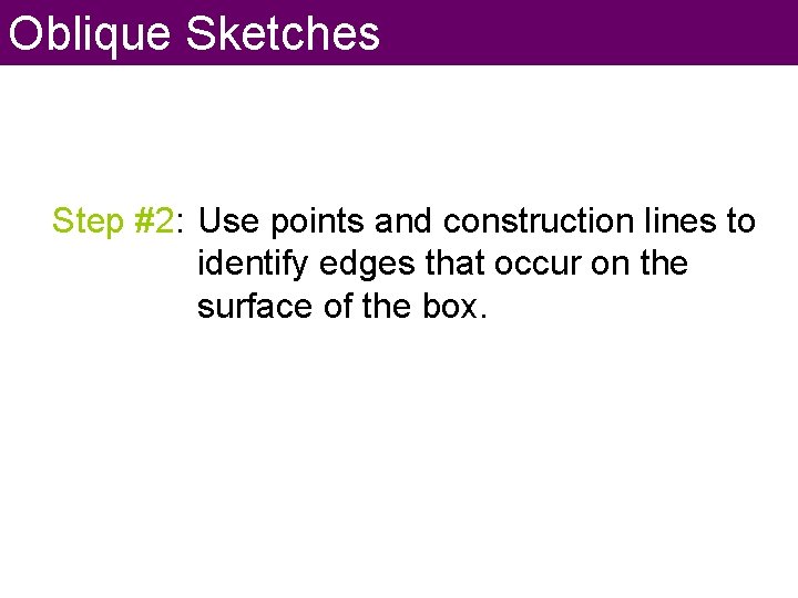 Oblique Pictorials Oblique Pictorials An Oblique pictorial starts