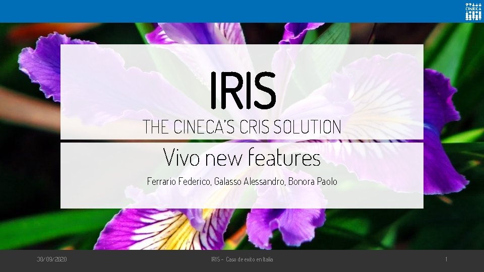 IRIS THE CINECAS CRIS SOLUTION Vivo new features