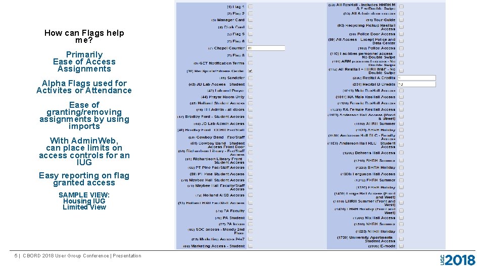 1 CBORD 2018 User Group Conference Presentation Using