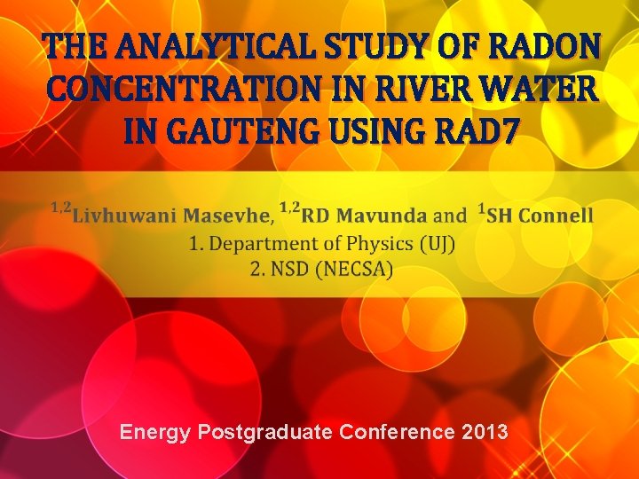 THE ANALYTICAL STUDY OF RADON CONCENTRATION IN RIVER