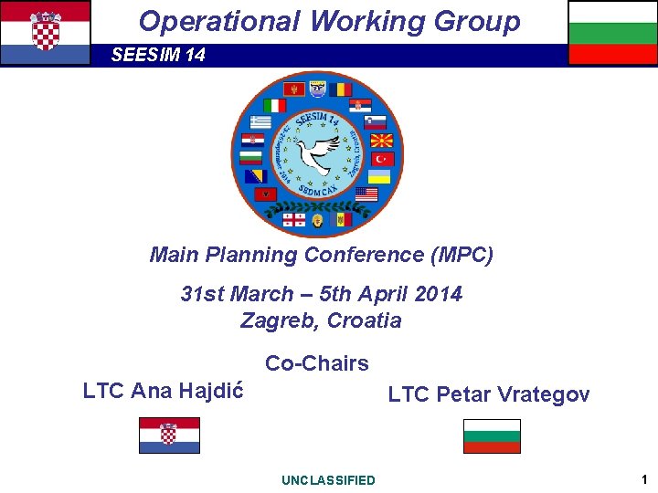 Operational Working Group SEESIM 14 Main Planning Conference