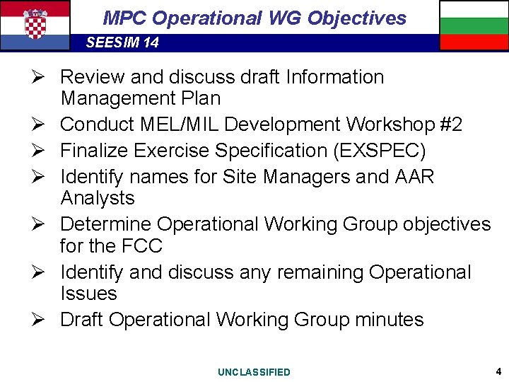 Operational Working Group SEESIM 14 Main Planning Conference