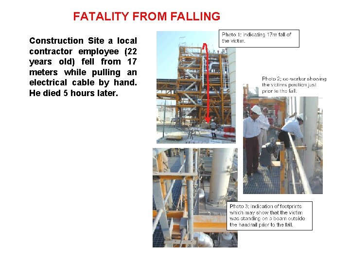 FATALITY FROM FALLING Construction Site a local contractor
