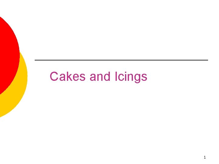 Cakes and Icings 1 Chapter Objectives 1 Demonstrate