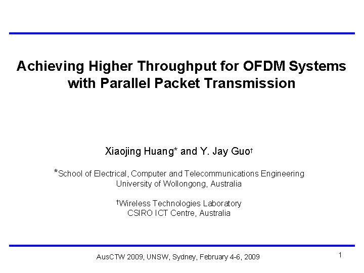 Achieving Higher Throughput for OFDM Systems with Parallel