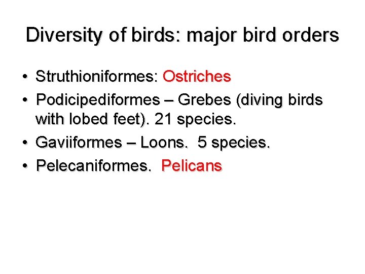 Characteristics of Birds ENDOTHERMIC warm blooded 4 chamber