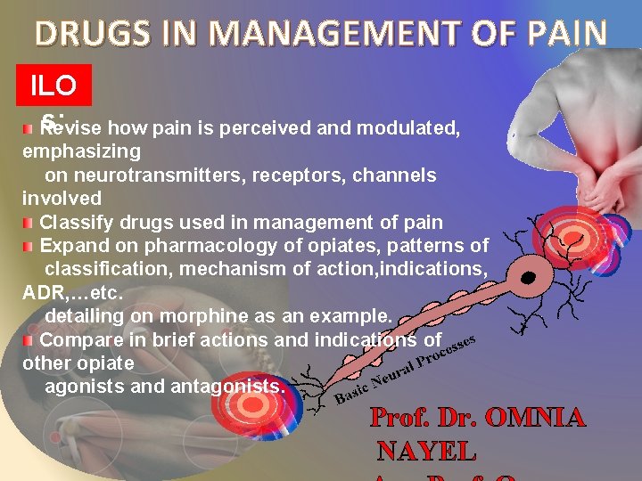 DRUGS IN MANAGEMENT OF PAIN ILO s how