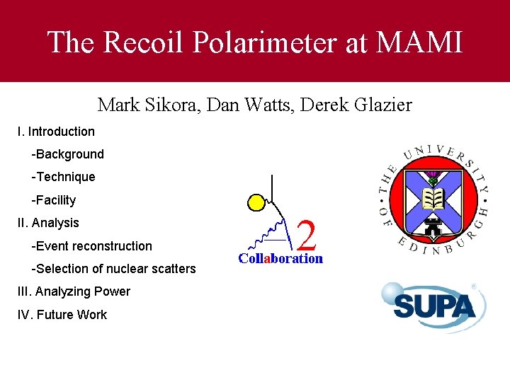 The Recoil Polarimeter at MAMI Mark Sikora Dan