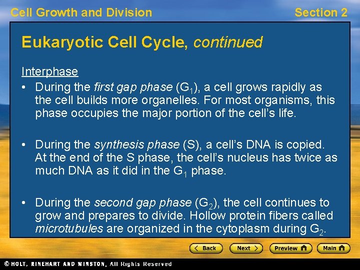 Cell Growth and Division Section 2 Eukaryotic Cell