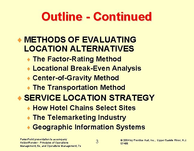 Operations Management Location Strategies Chapter 8 Power Point