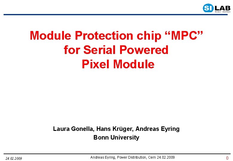 Module Protection chip MPC for Serial Powered Pixel
