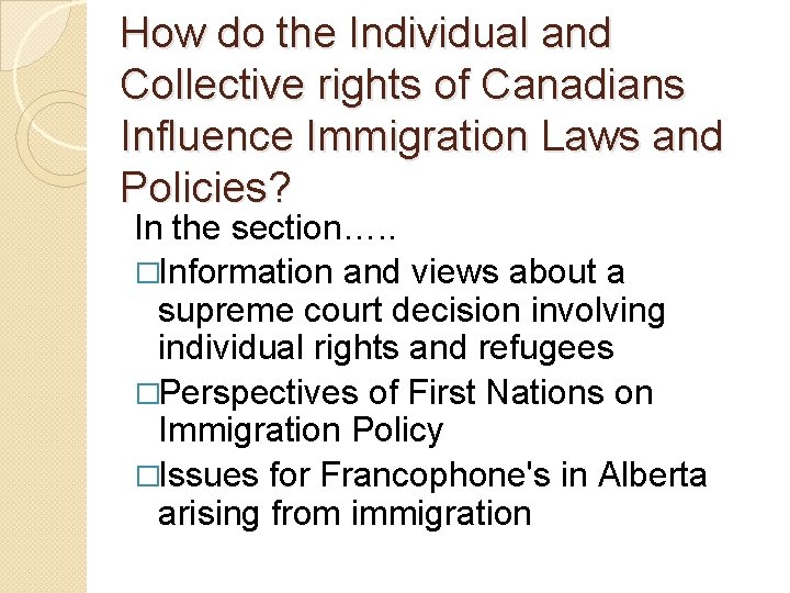 Chapter 5 How Well do Canadas Immigration Laws
