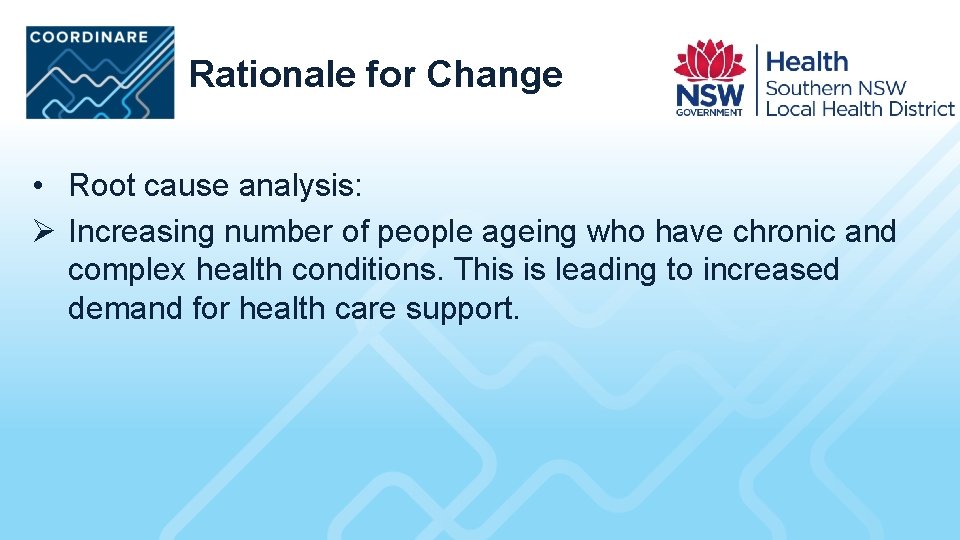 Healthy Together Rationale for Change Root cause analysis