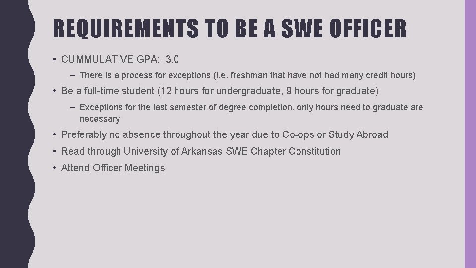 OVERVIEW OF SWE OFFICER POSITIONS PROPOSED OFFICER POSITIONS
