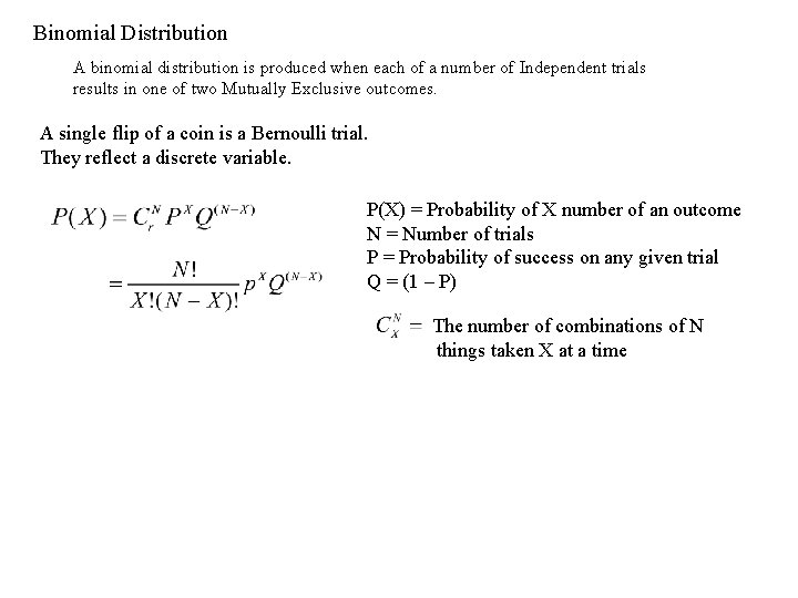 The Binomial Distribution Permutations How many different pairs