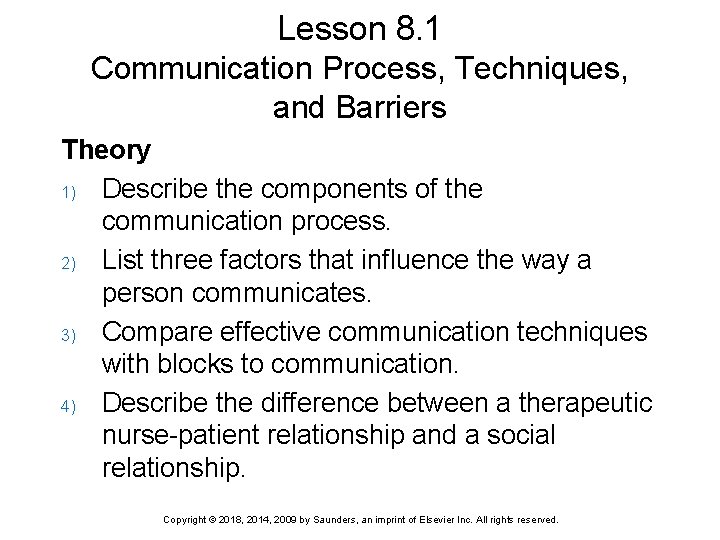 Chapter 8 Communication and the NursePatient Relationship Copyright