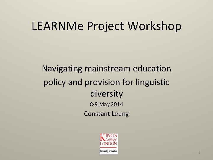 LEARNMe Project Workshop Navigating mainstream education policy and