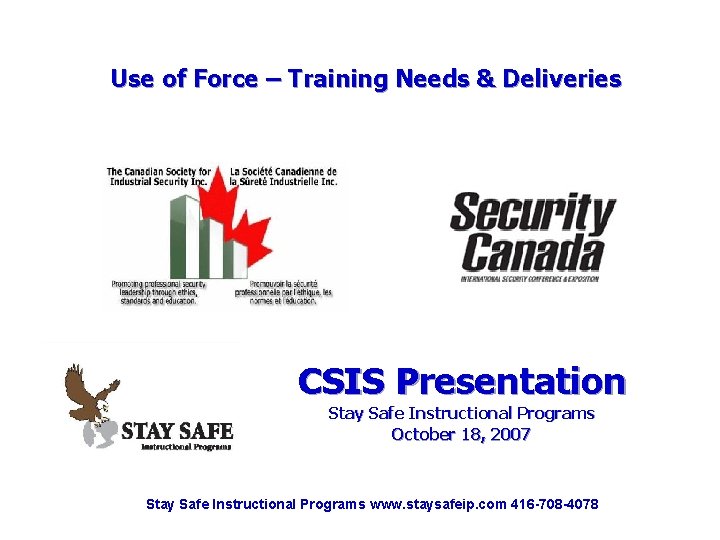 Use of Force Training Needs Deliveries CSIS Presentation