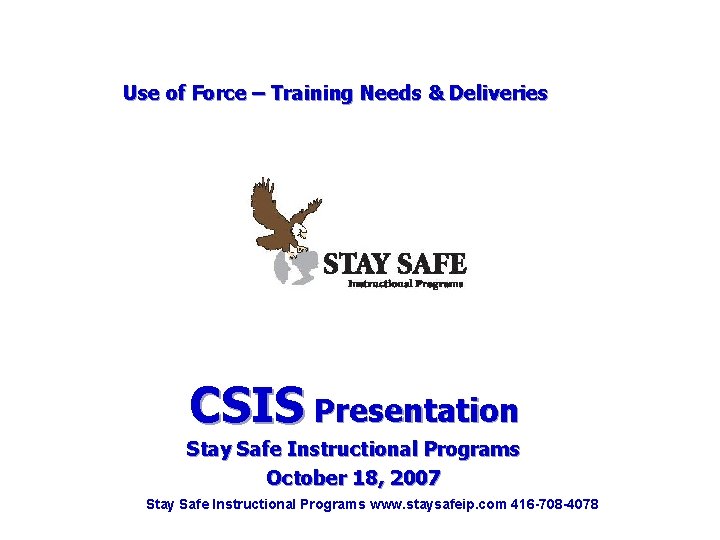 Use of Force Training Needs Deliveries CSIS Presentation