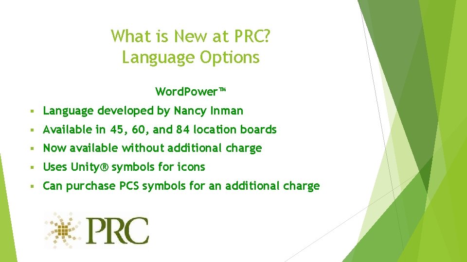 What is New at PRC Presented by Elyse